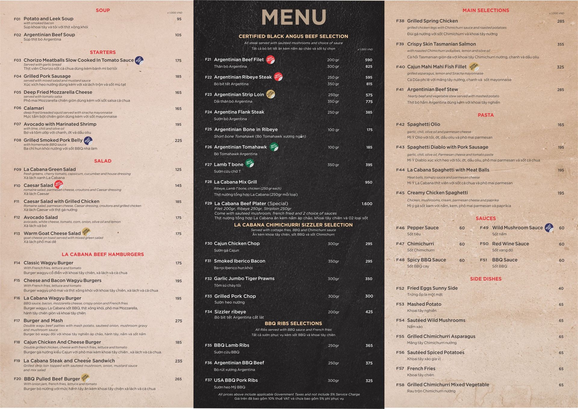 Food Menu | La Cabana - House of BBQ